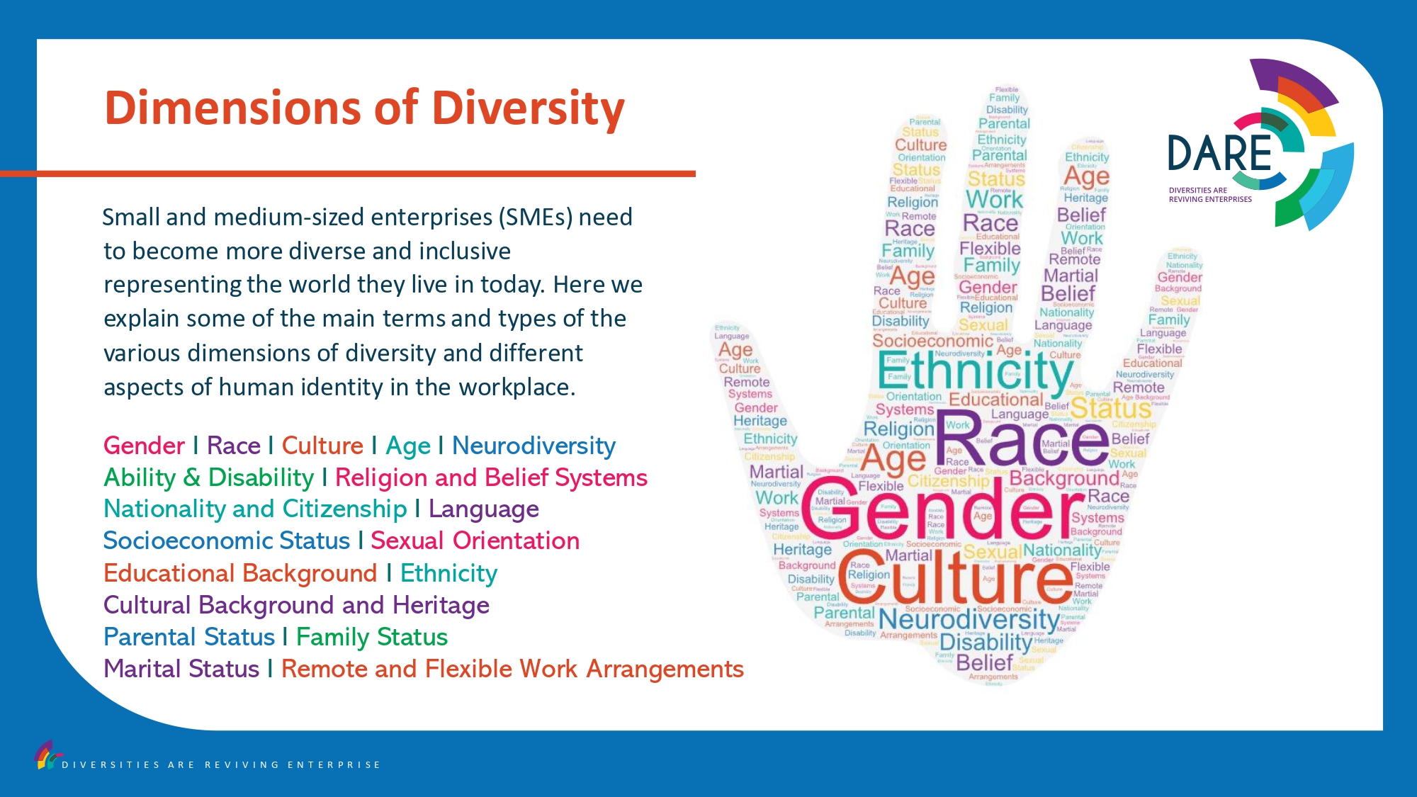 Dimensions of SME Diversity Inclusion - Project Dare